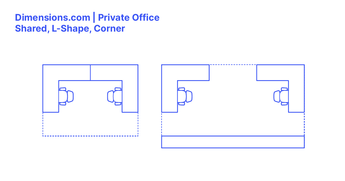 Private Office - Shared, L-Shape, Corner Dimensions & Drawings ...
