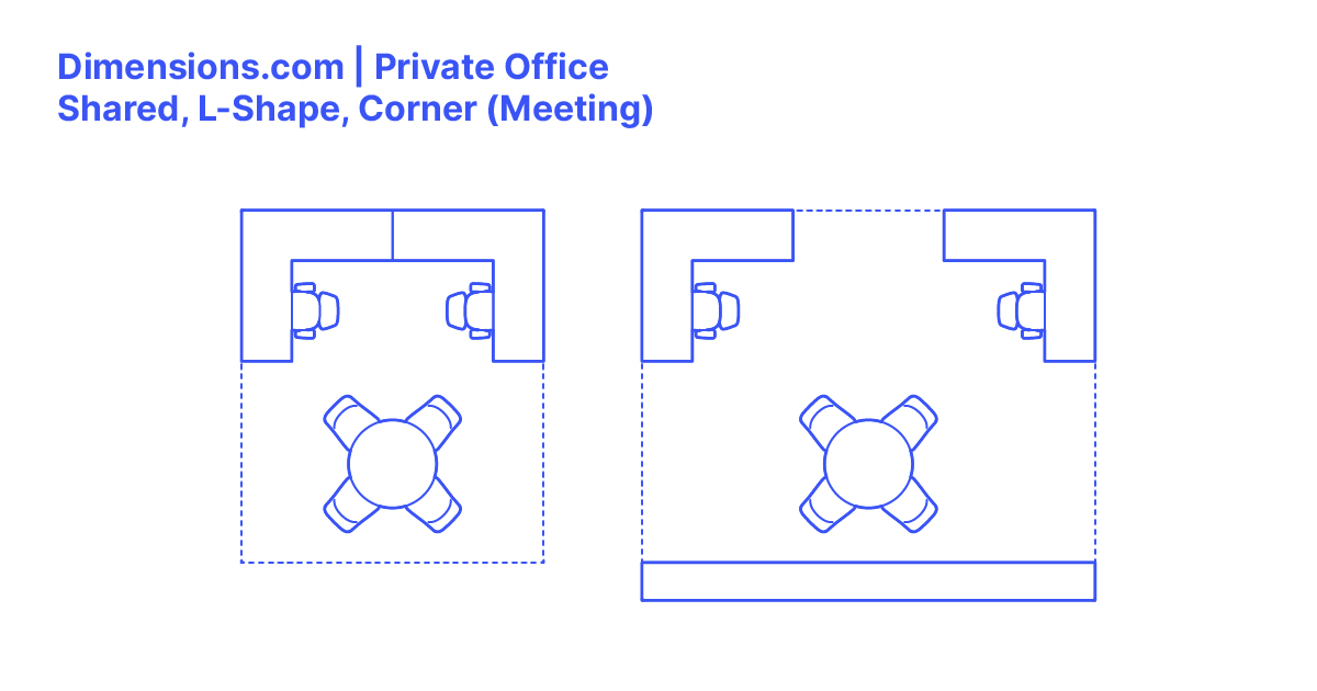 Private Office - Shared, L-Shape, Corner (Meeting) Dimensions ...