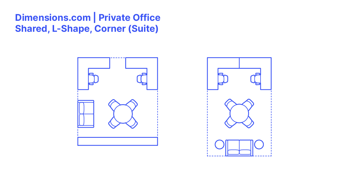 Private Office - Shared, L-Shape, Corner (Suite) Dimensions & Drawings ...