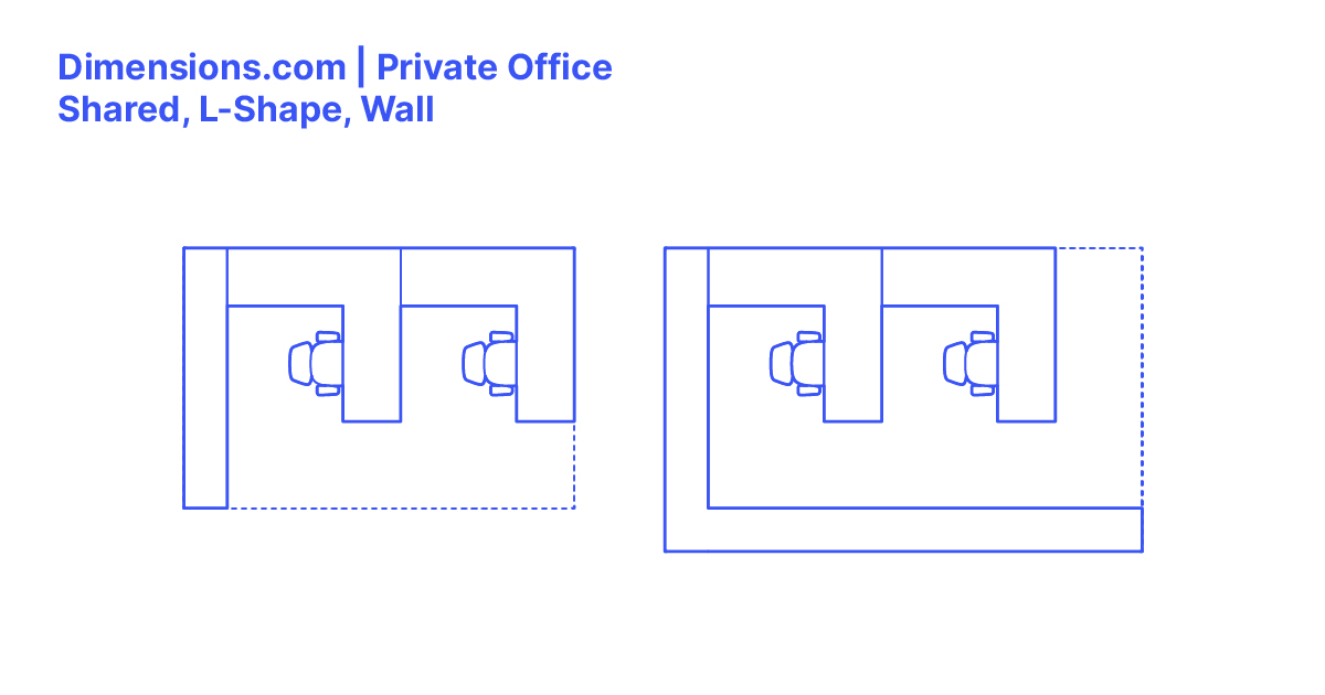 Private Office - Shared, L-Shape, Wall Dimensions & Drawings ...