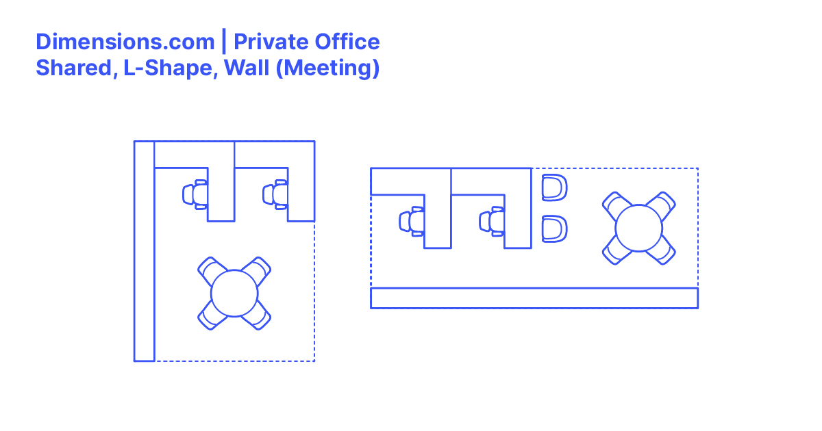 Private Office - Shared, L-Shape, Wall (Meeting) Dimensions & Drawings ...