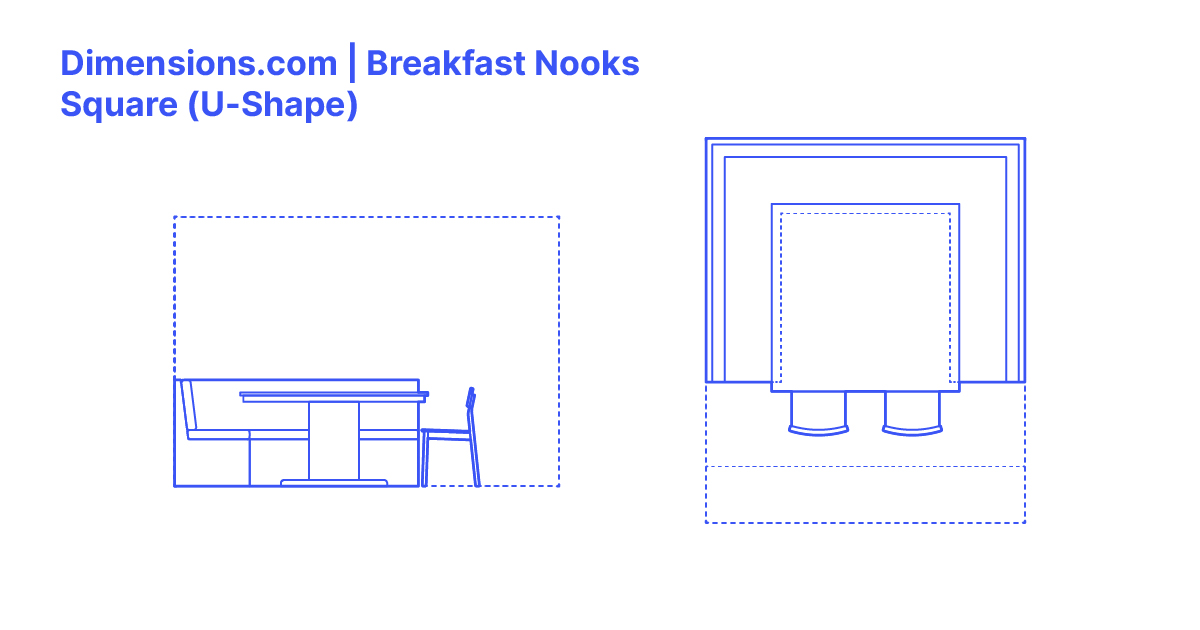 Breakfast Nook - Square, U-Shape Dimensions & Drawings | Dimensions.com