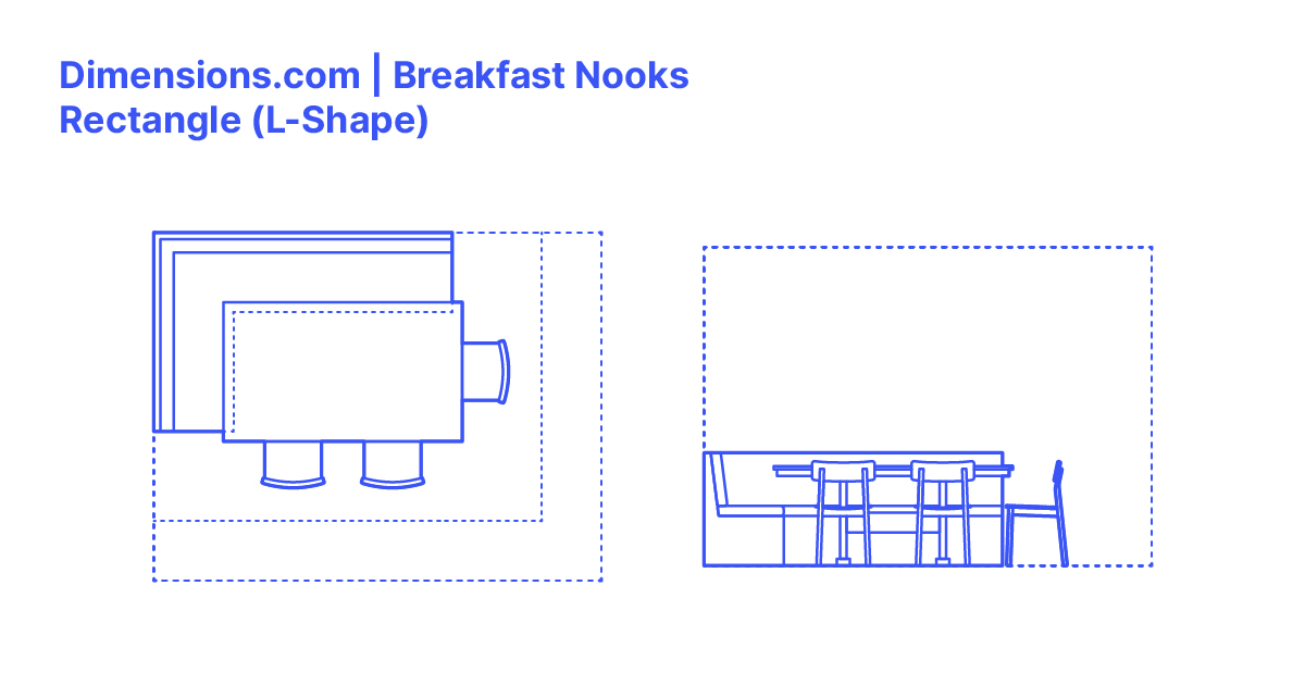 Breakfast Nook - Rectangle, L-Shape Dimensions & Drawings | Dimensions.com