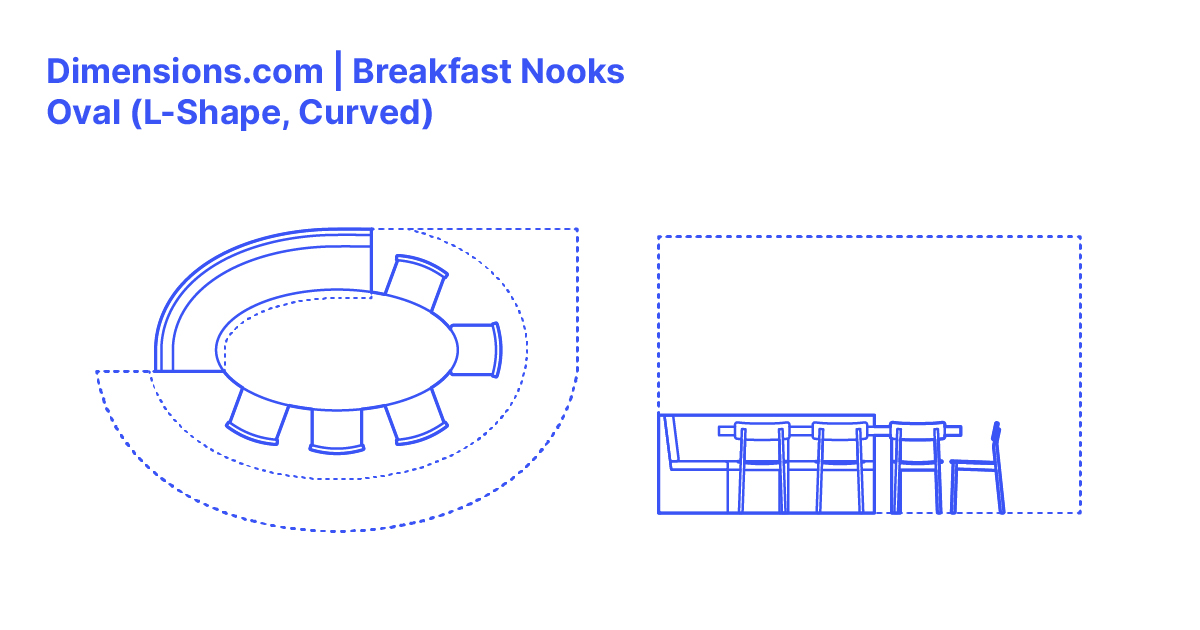 Breakfast Nook - Oval, L-Shape (Curved) Dimensions & Drawings ...
