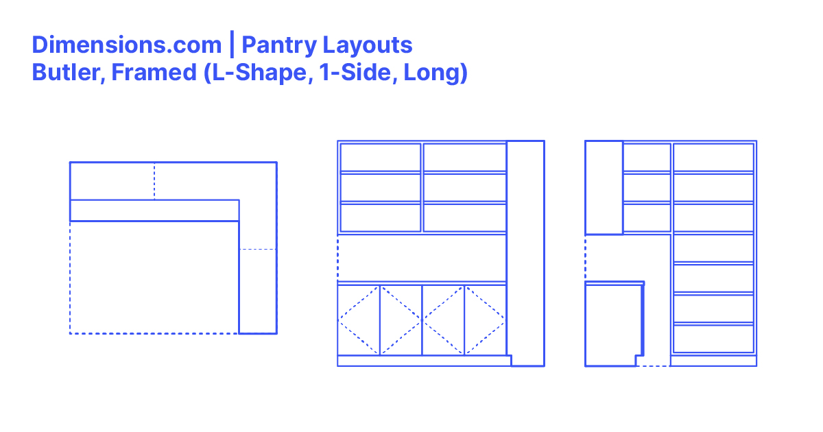 Pantry - Butler, Framed (L-Shape, 1-Side, Long) Dimensions & Drawings ...