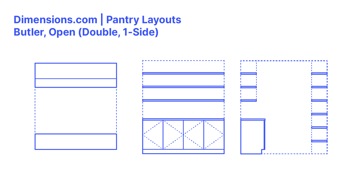 Pantry - Butler, Open (Double, 1-Side) Dimensions & Drawings ...