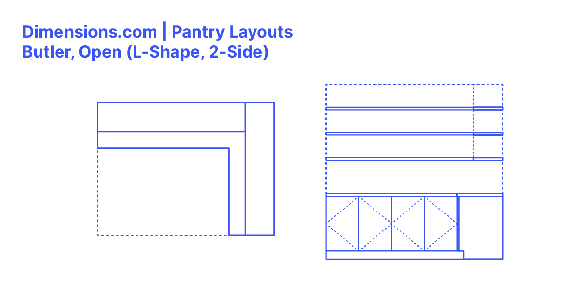 Pantry - Butler, Open (L-Shape, 2-Side) Dimensions & Drawings ...