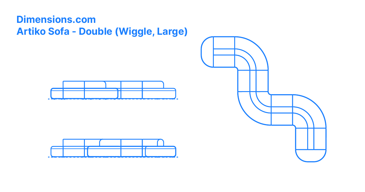 Artiko Sofa - Double (Wiggle, Large) Dimensions & Drawings | Dimensions.com