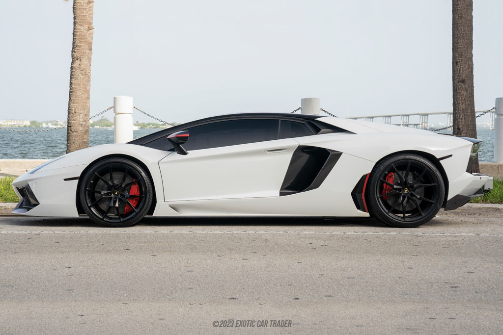 White Lamborghini Aventador Side View