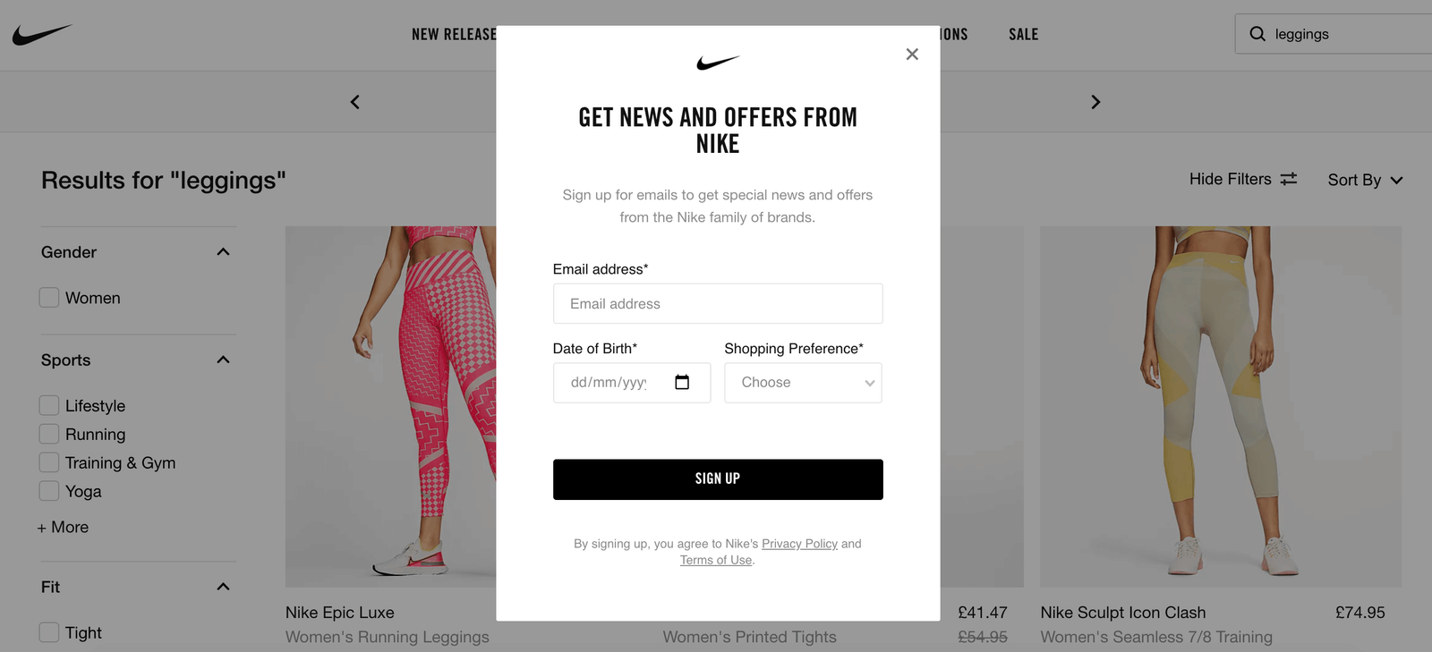 Free Nike Email Popup | ConvertFlow