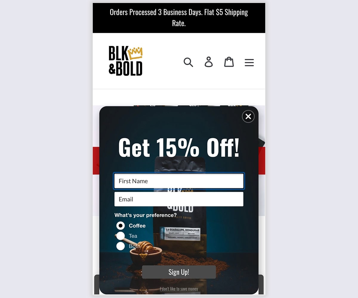 Blk & Bold Mobile Popup | ConvertFlow