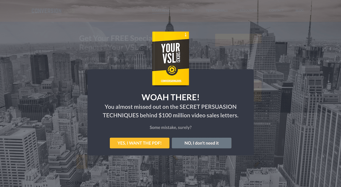 Conversion Gods Splash Page Example | ConvertFlow