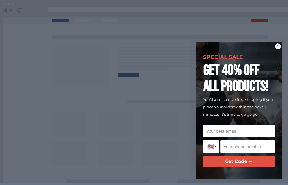 Fitness Discount Site Message Template | ConvertFlow