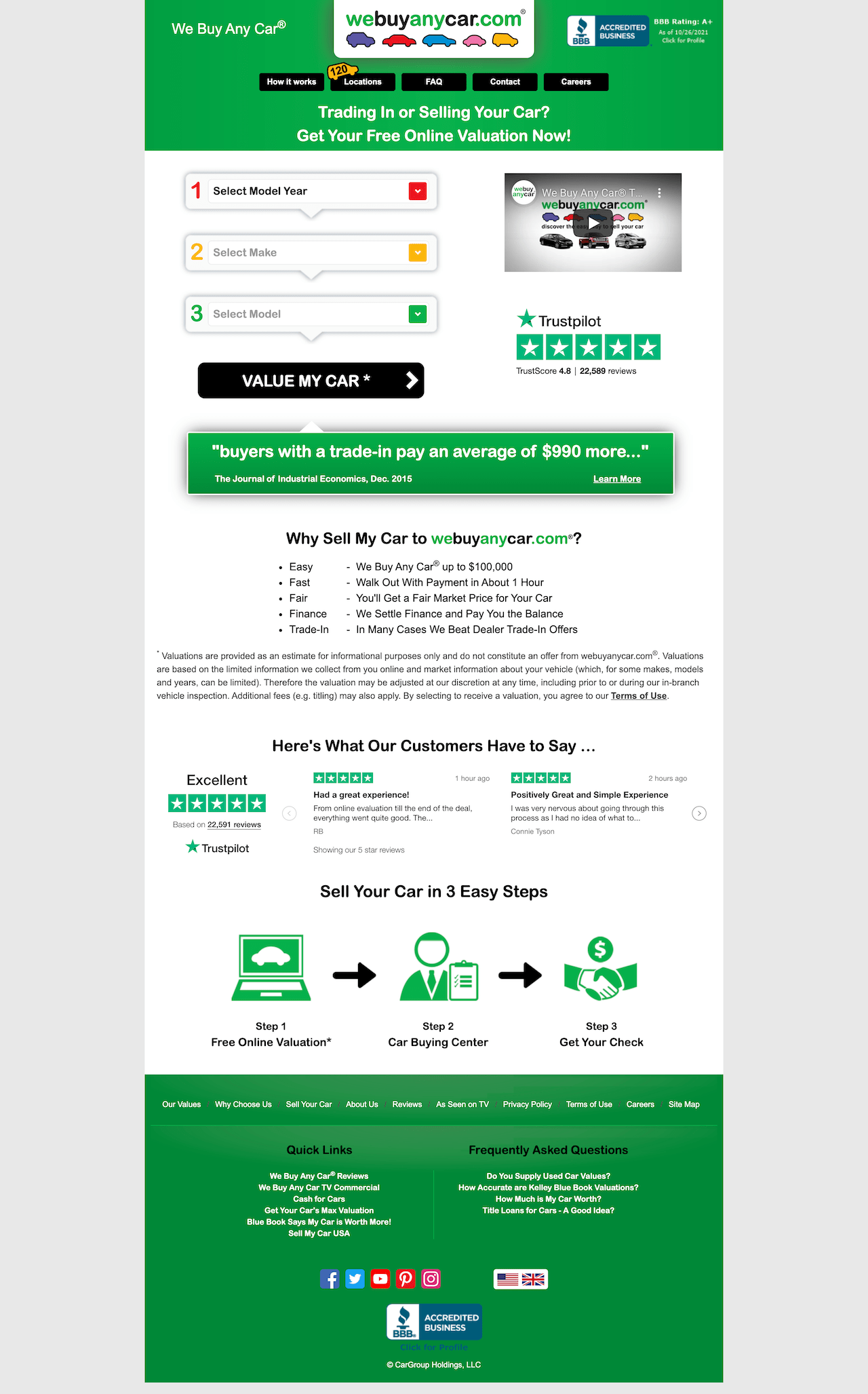 We Buy Any Car Landing Page Example | ConvertFlow