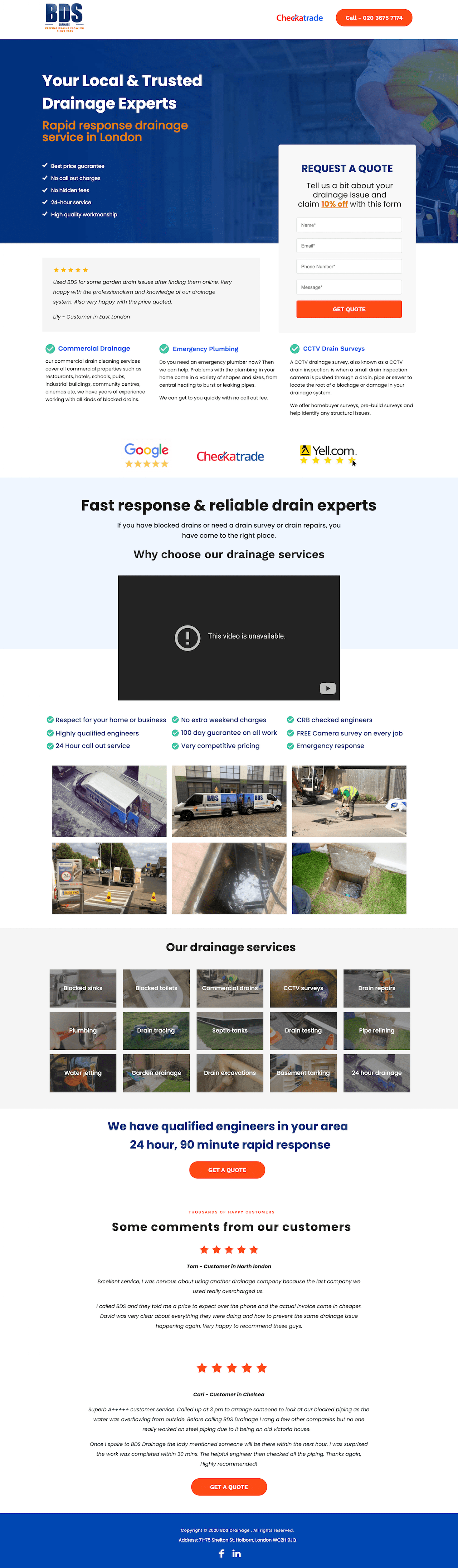 BDS Drainage Landing Page Example | ConvertFlow