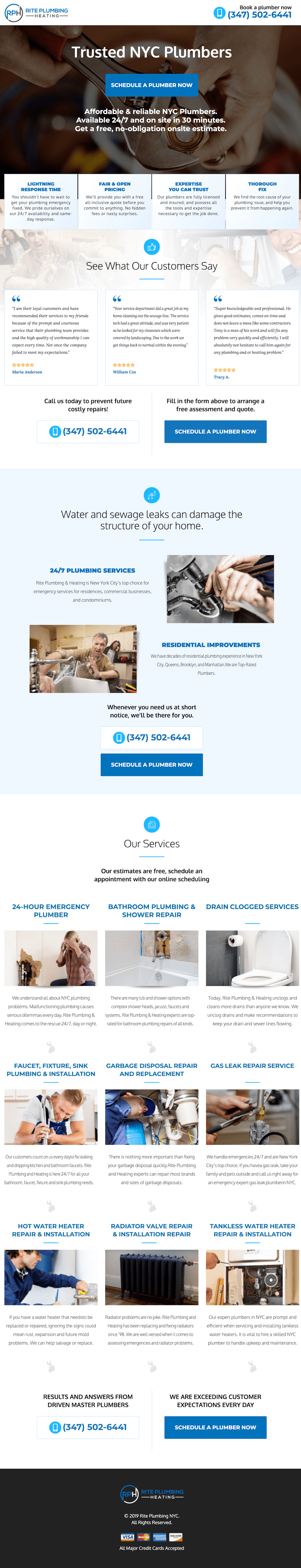 Rite Plumbing & Heating Landing Page Example | ConvertFlow