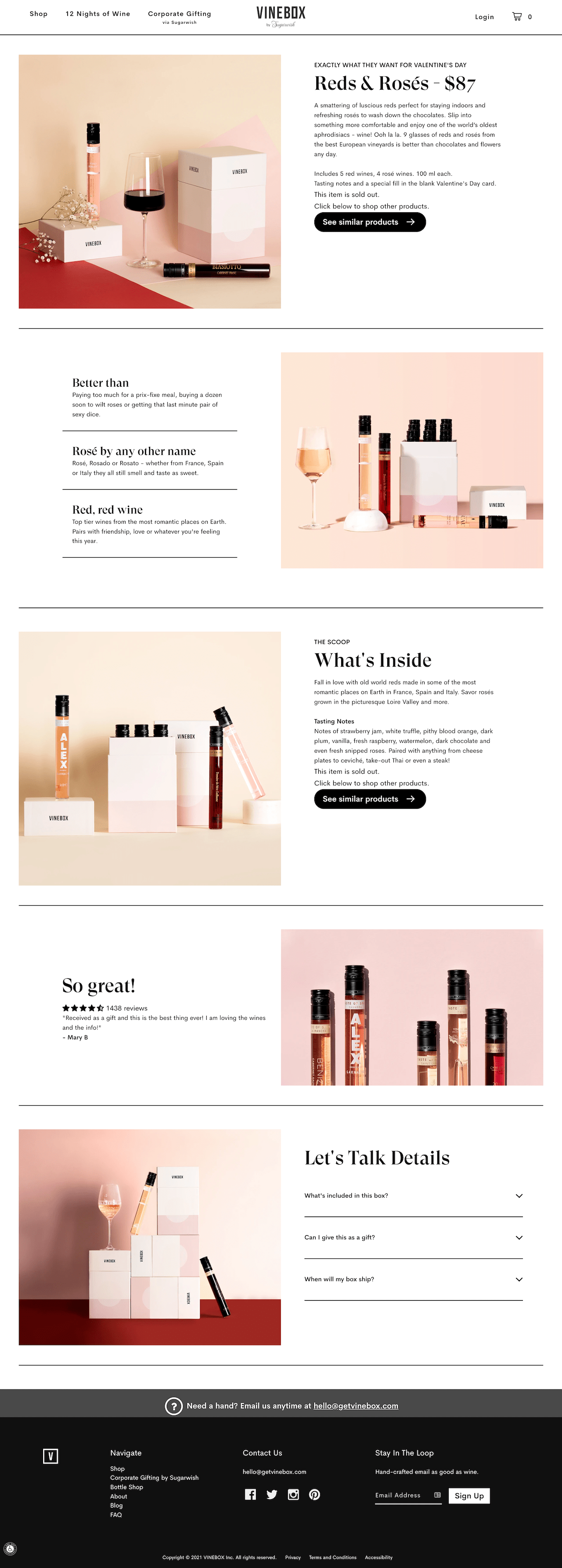 Vinebox Valentine's Day Landing Page Example | ConvertFlow