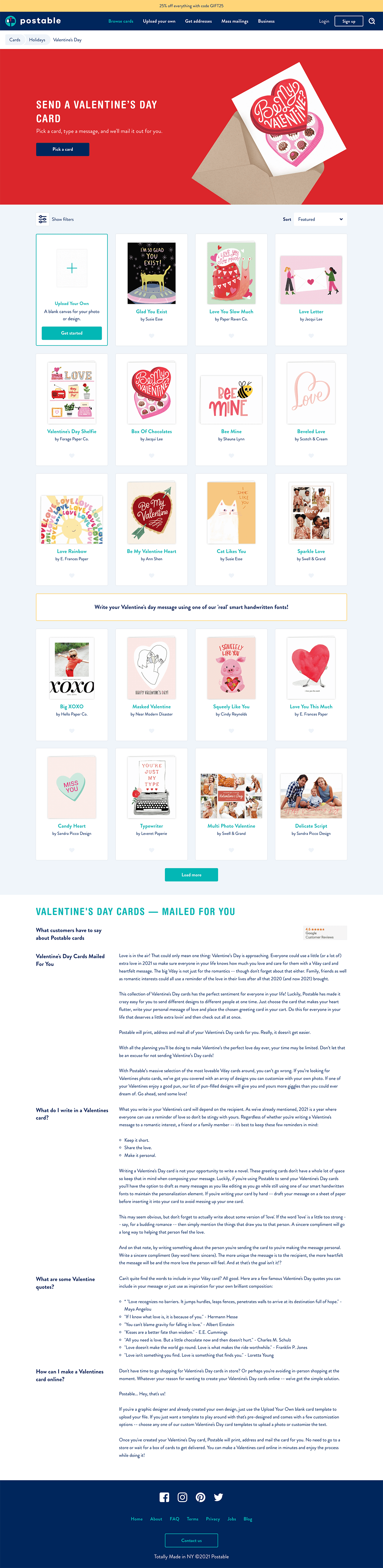 Postable Valentine's Day Landing Page Example | ConvertFlow
