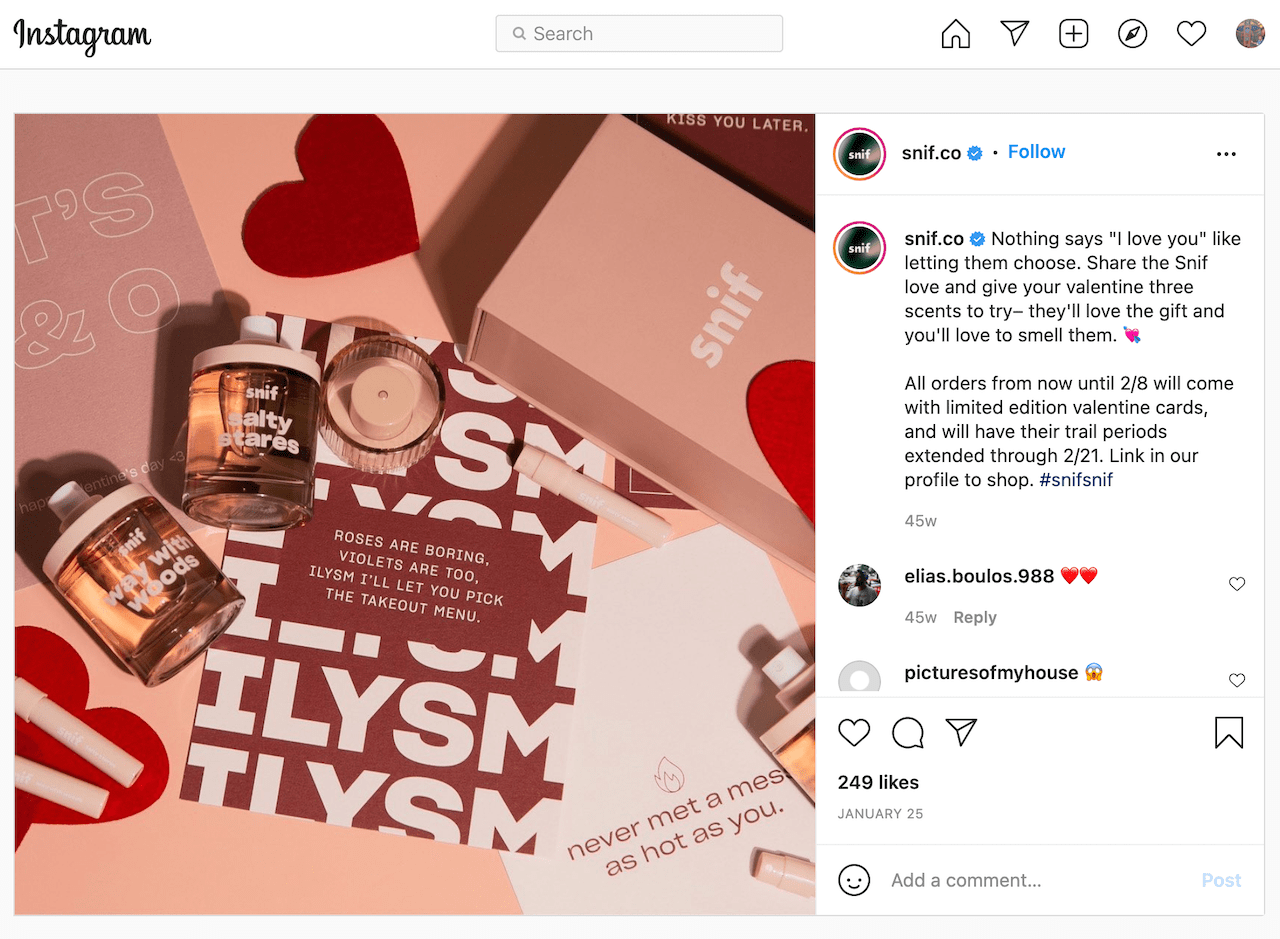 Snif Valentine's Day Campaign Example | ConvertFlow
