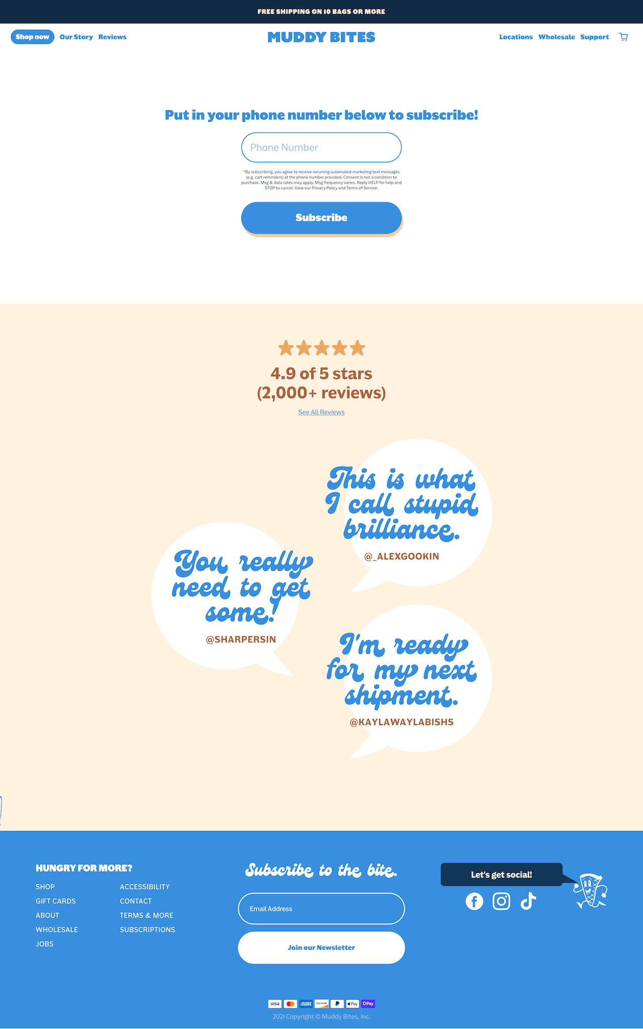 Muddy Bites SMS Capture Page Example | ConvertFlow