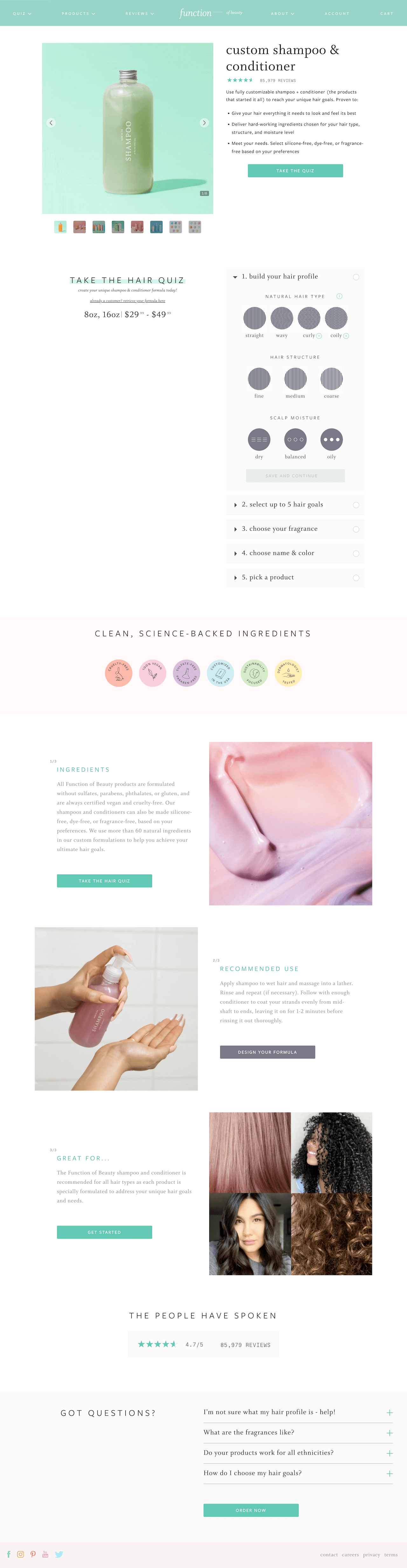 Function of Beauty Ecommerce Presell Page Example | ConvertFlow