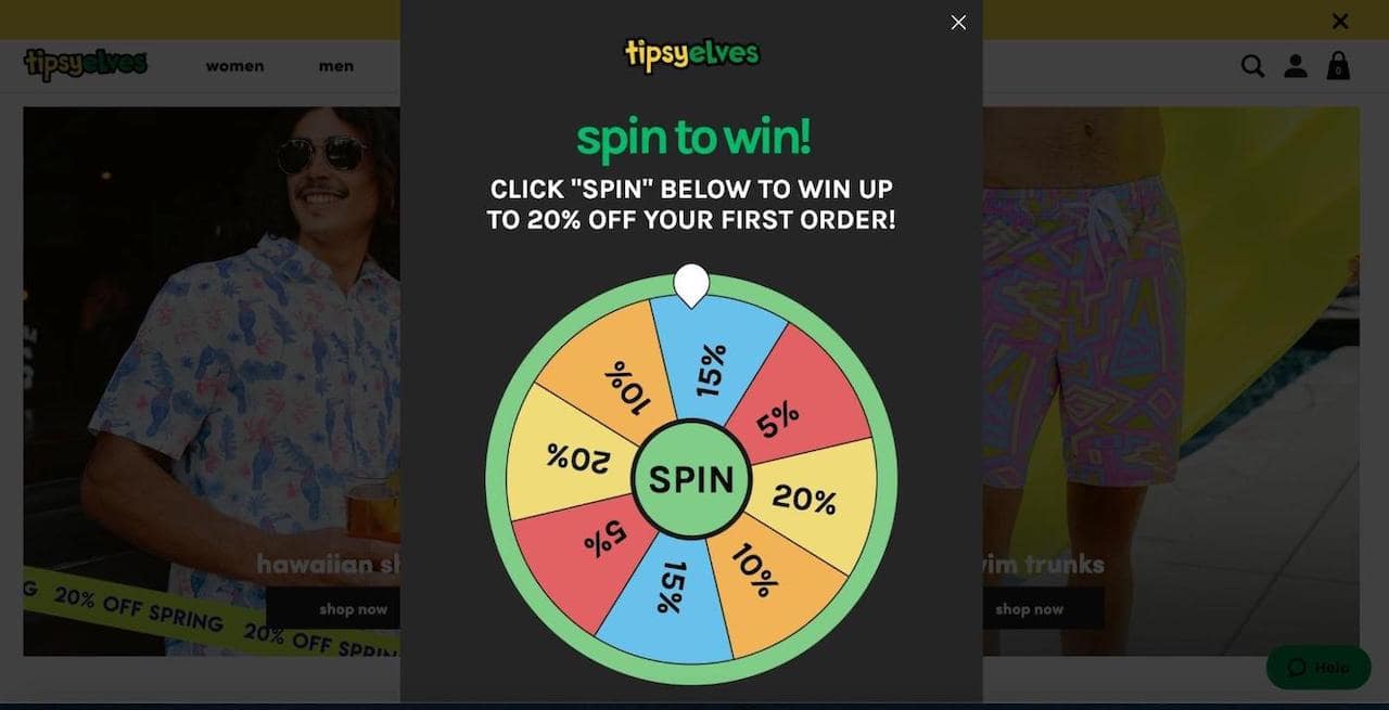 Tipsy Elves Lightbox Popup Example | ConvertFlow