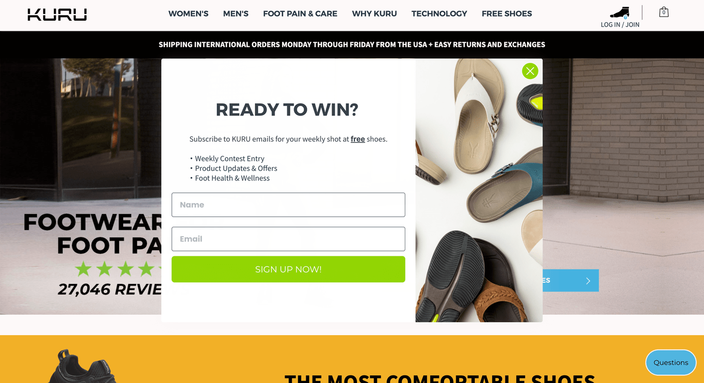 Kuru Giveaway Popup Example | ConvertFlow