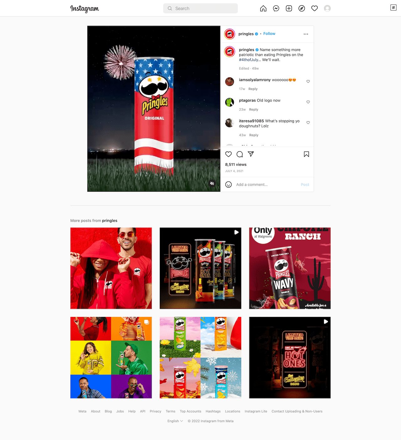 Pringles July 4th Instagram Post Example | ConvertFlow