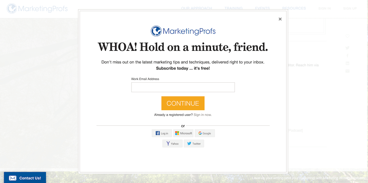 MarketingProfs Email Popup | ConvertFlow