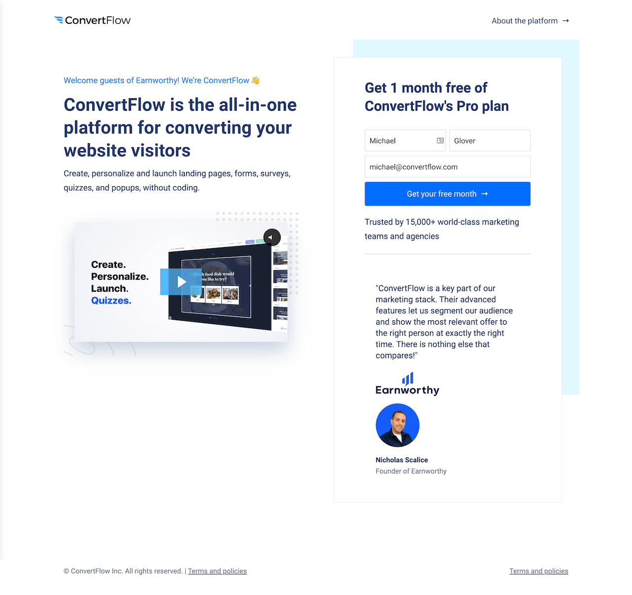 ConvertFlow Affiliate Landing Page Example | ConvertFlow