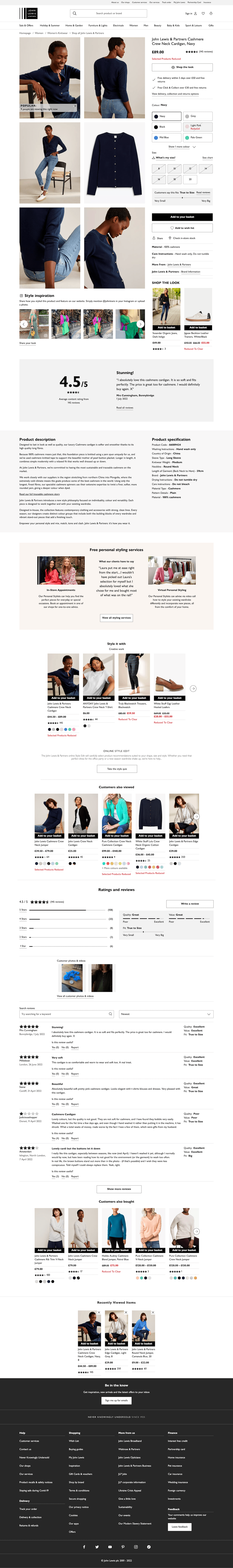 John Lewis Ecommerce Product Page Example | ConvertFlow