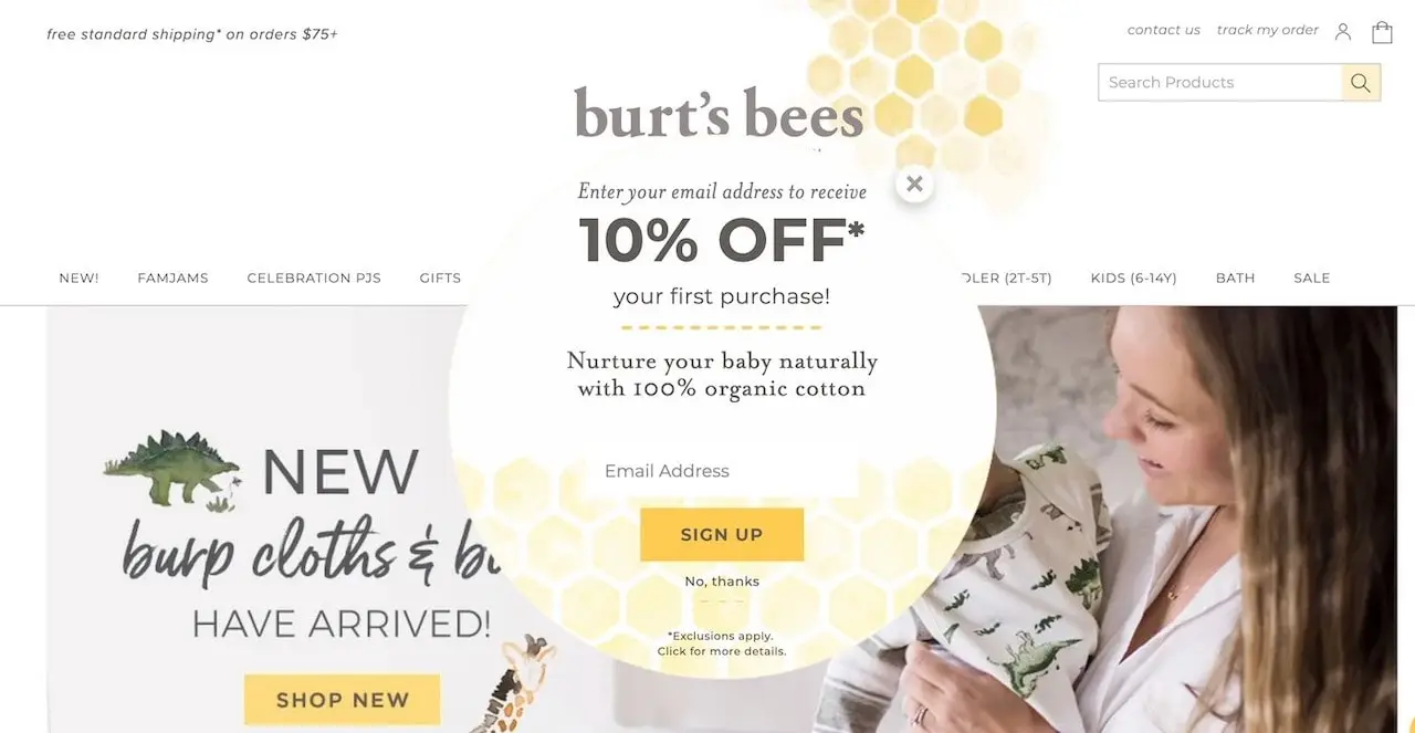 Burt's Bees Subscription Popup Example | ConvertFlow