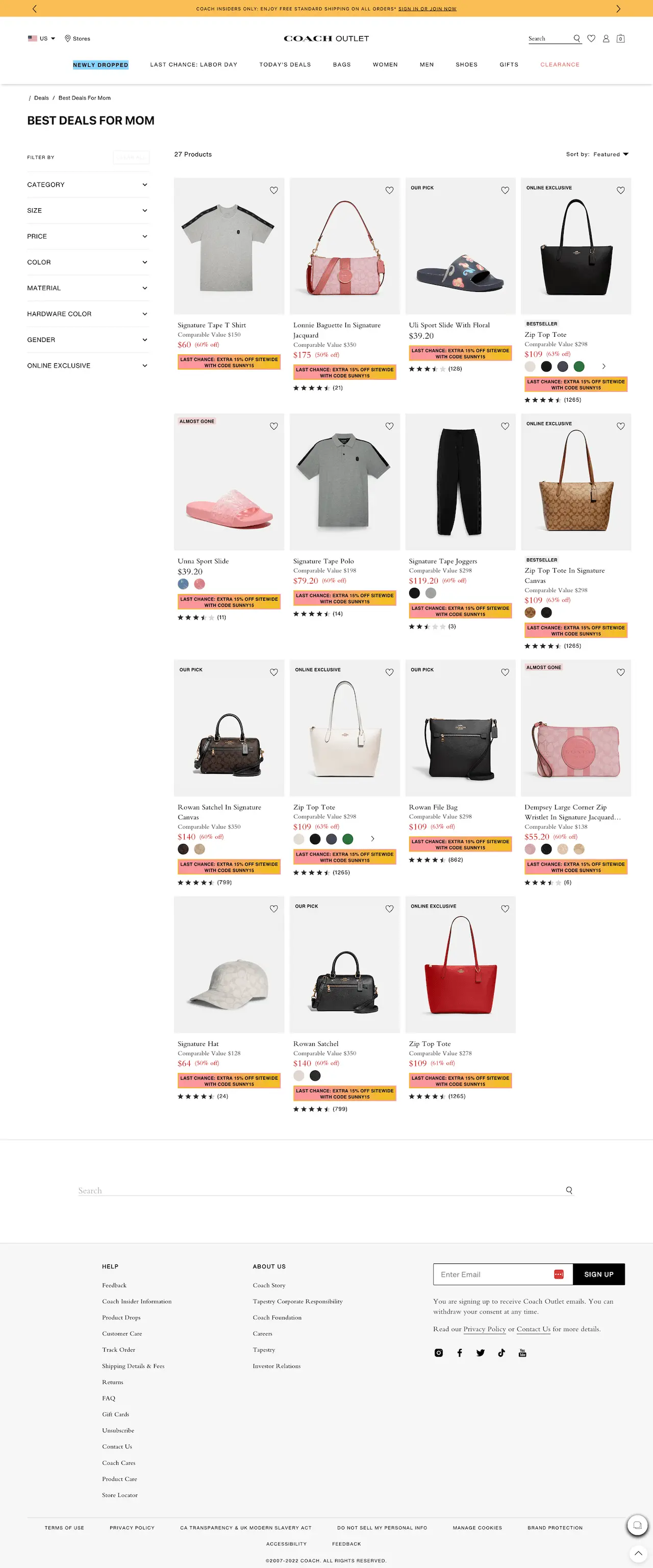 Coach Outlet Sale Landing Page Example | ConvertFlow
