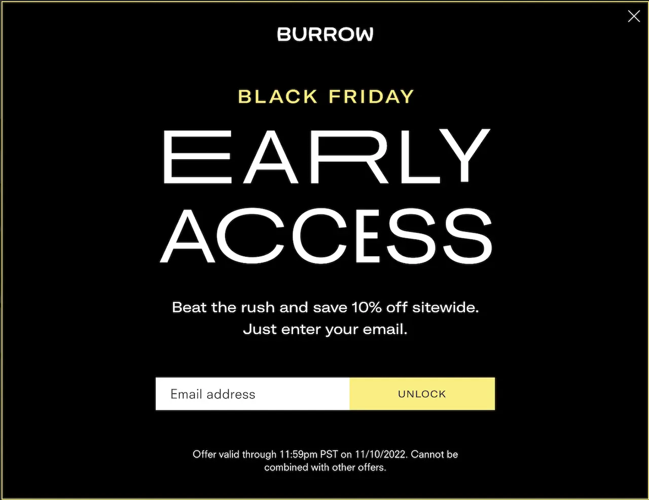 Burrow Email Popup Example | ConvertFlow