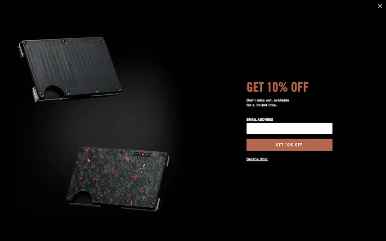 The Ridge Email Popup Example | ConvertFlow