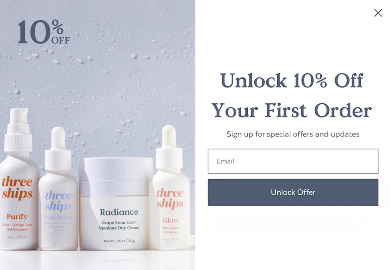 Three Ships Email Popup Example | ConvertFlow