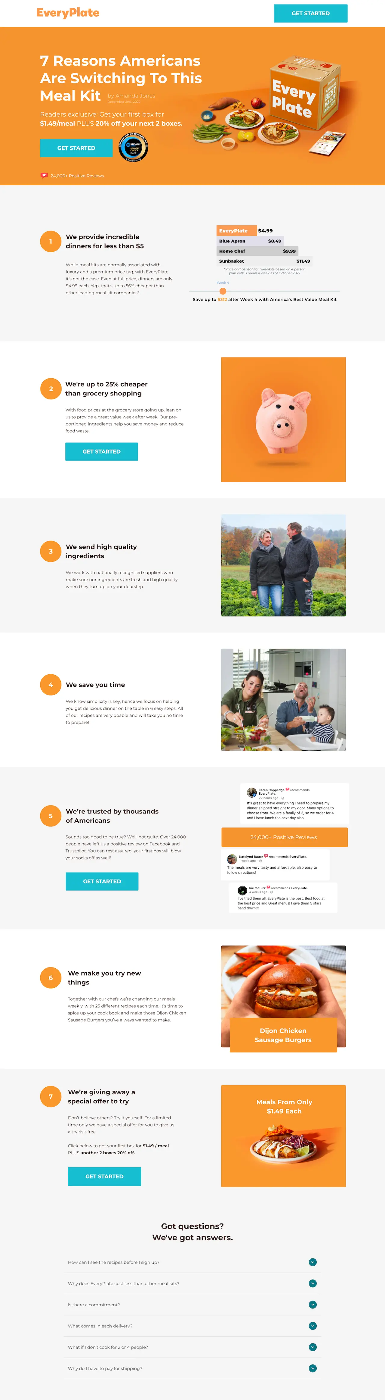 EveryPlate Listicle Landing Page Example | ConvertFlow