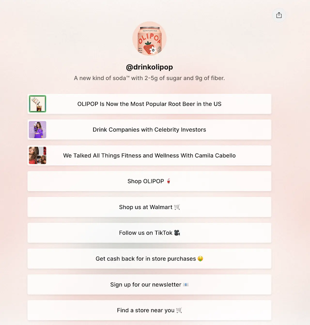 Olipop "Link in Bio" Landing Page Example | ConvertFlow