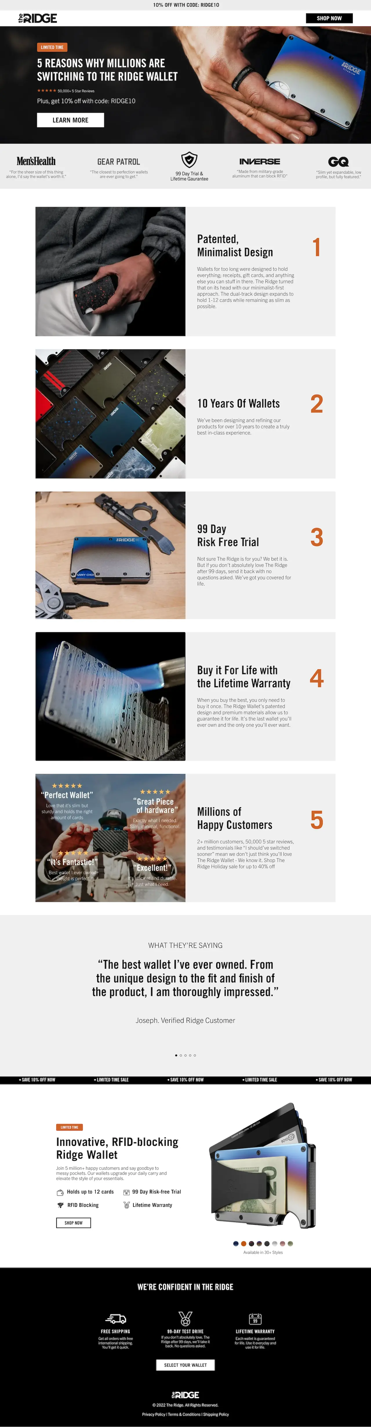 The Ridge Listicle Landing Page Example | ConvertFlow