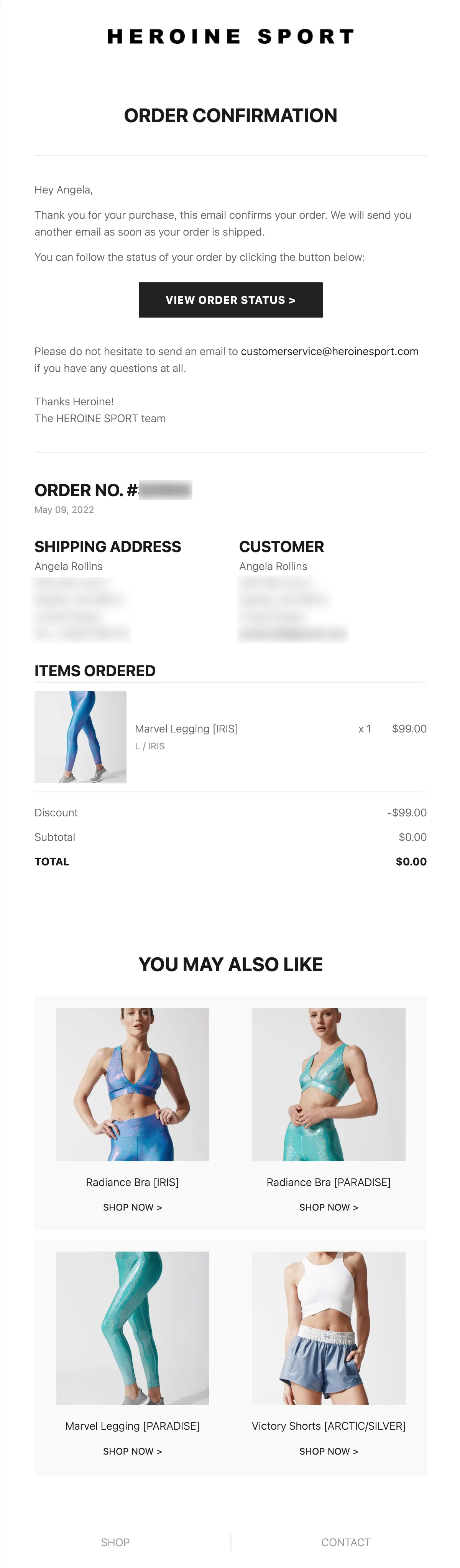 Heroine Sport Cross-Selling Email Example | ConvertFlow