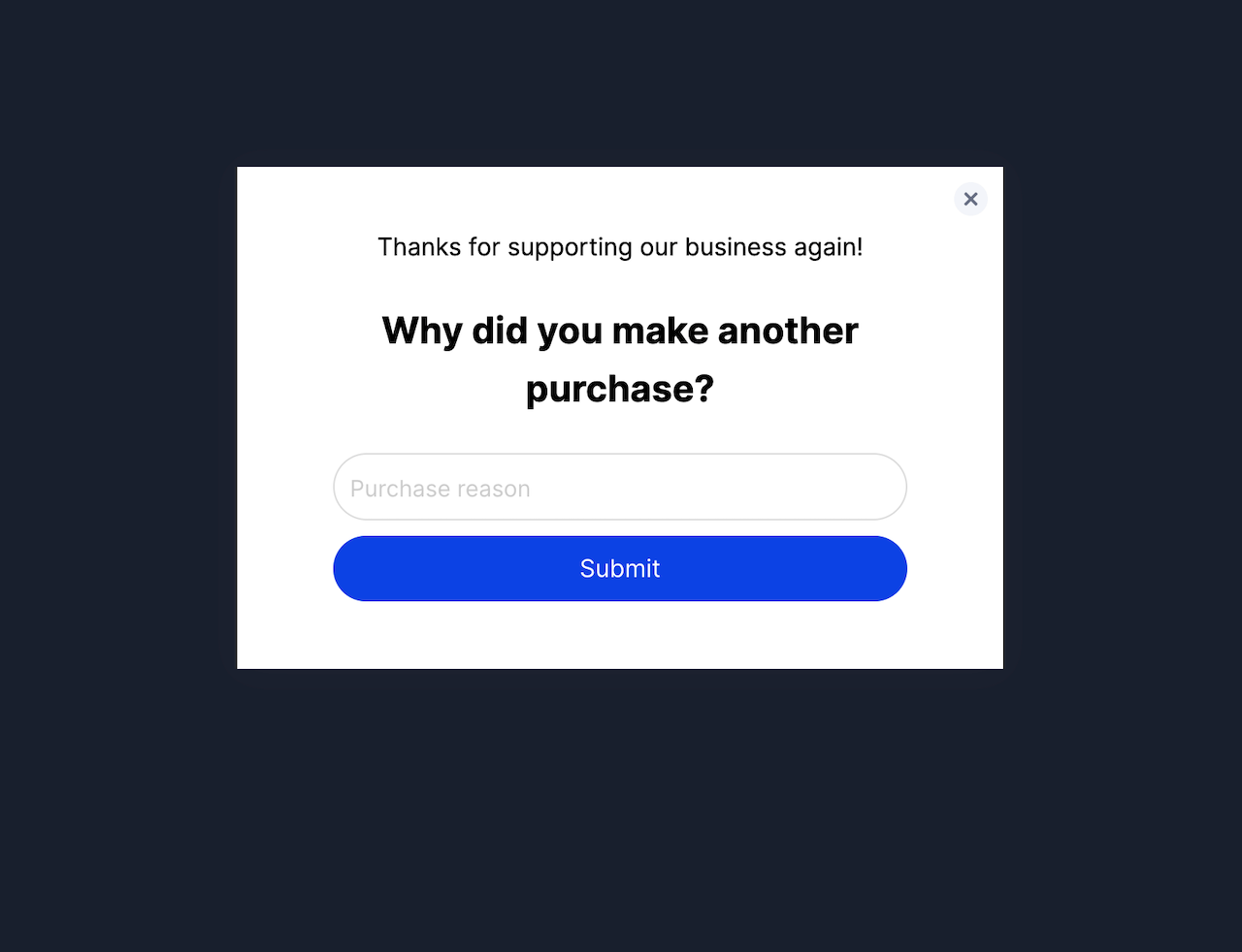 Returning Customer Post-Purchase Survey Popup Template | ConvertFlow