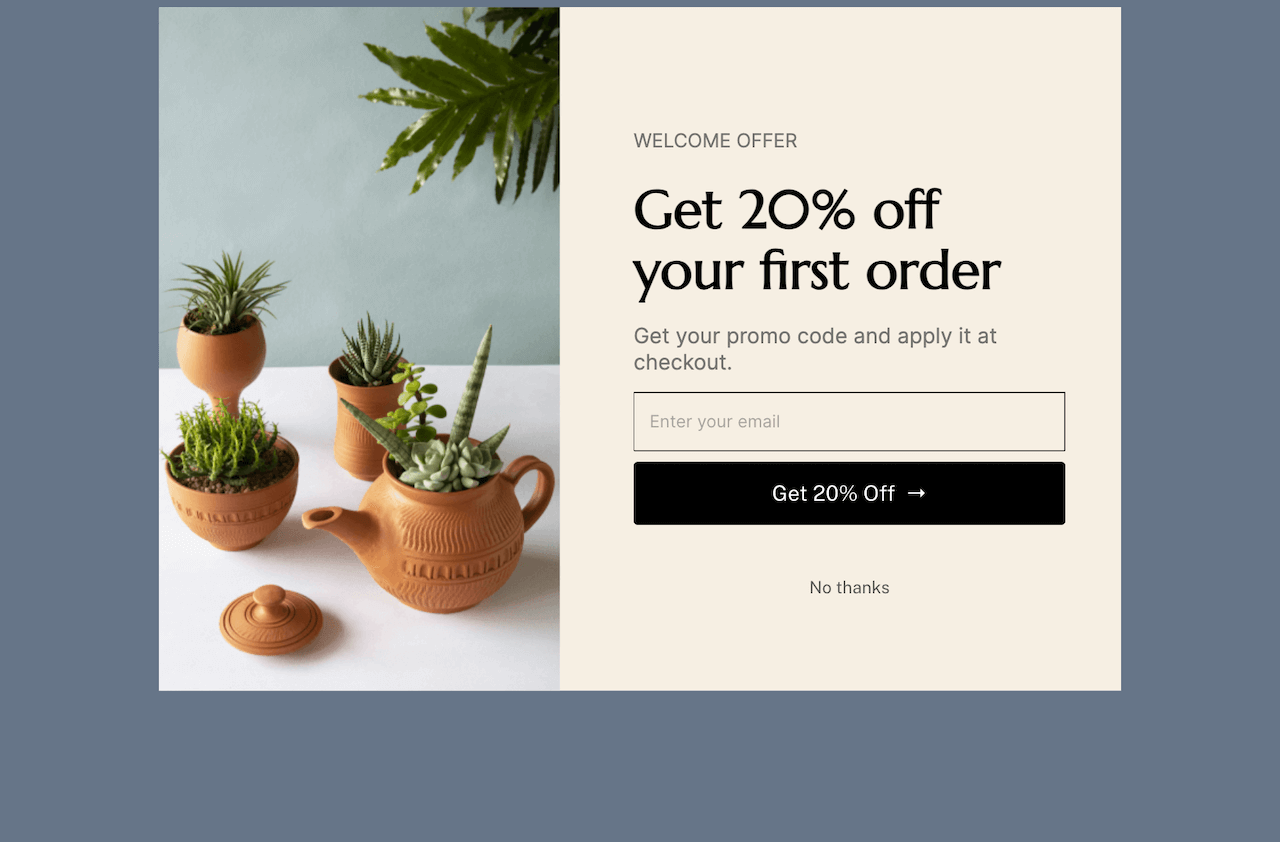 Home & Garden Welcome Offer Embed Template | ConvertFlow