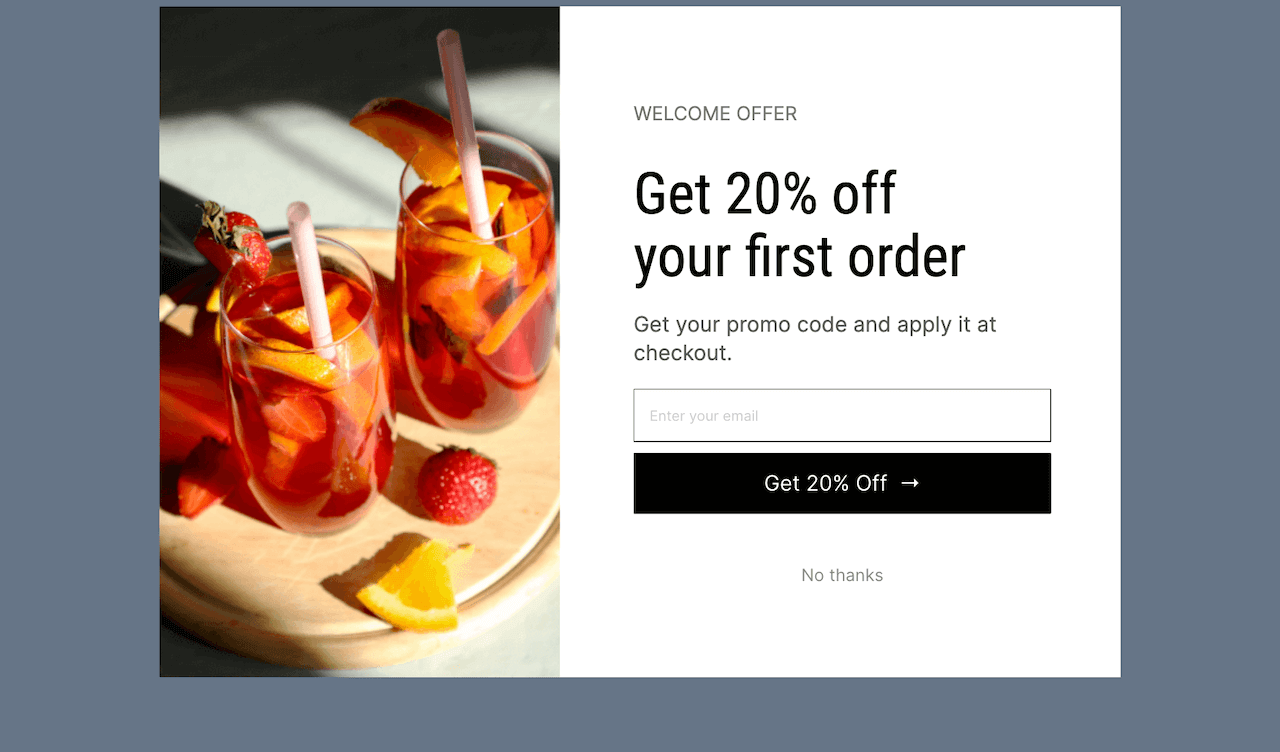 Drinks Welcome Offer Form Template | ConvertFlow