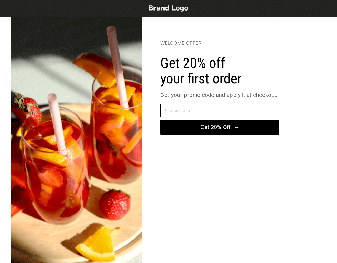 Drinks Welcome Offer Landing Page Template | ConvertFlow