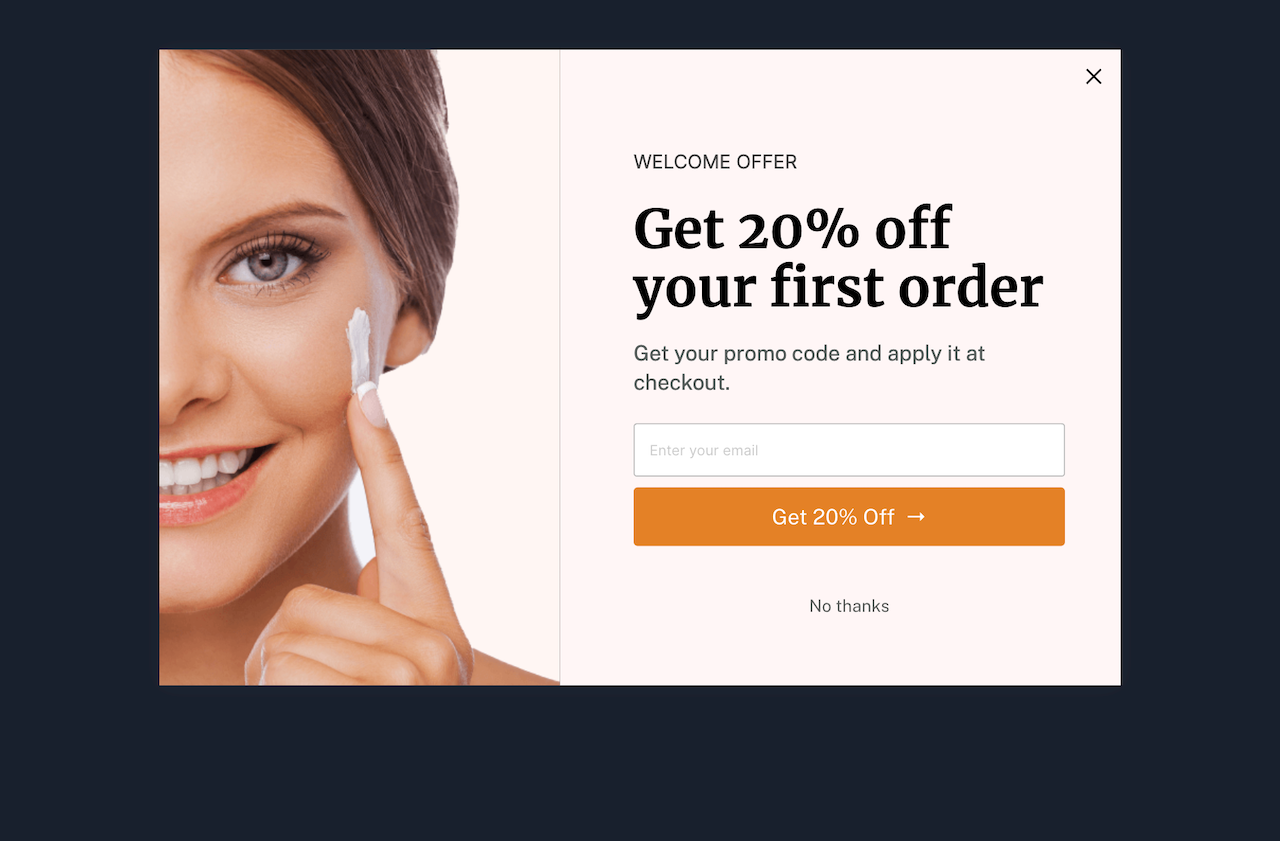 Skincare Welcome Offer Popup Template | ConvertFlow