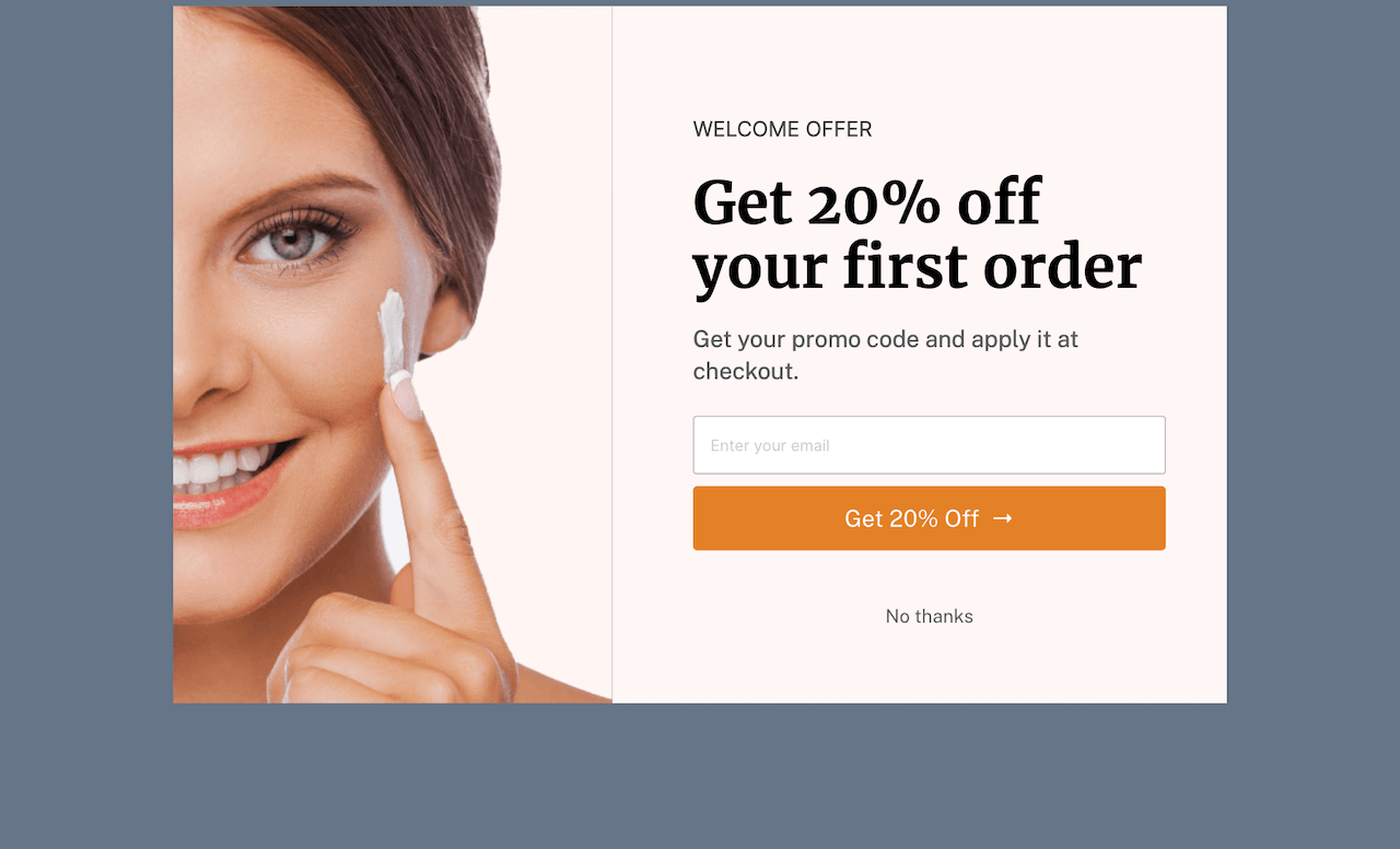 Skincare Welcome Offer Embed Template | ConvertFlow