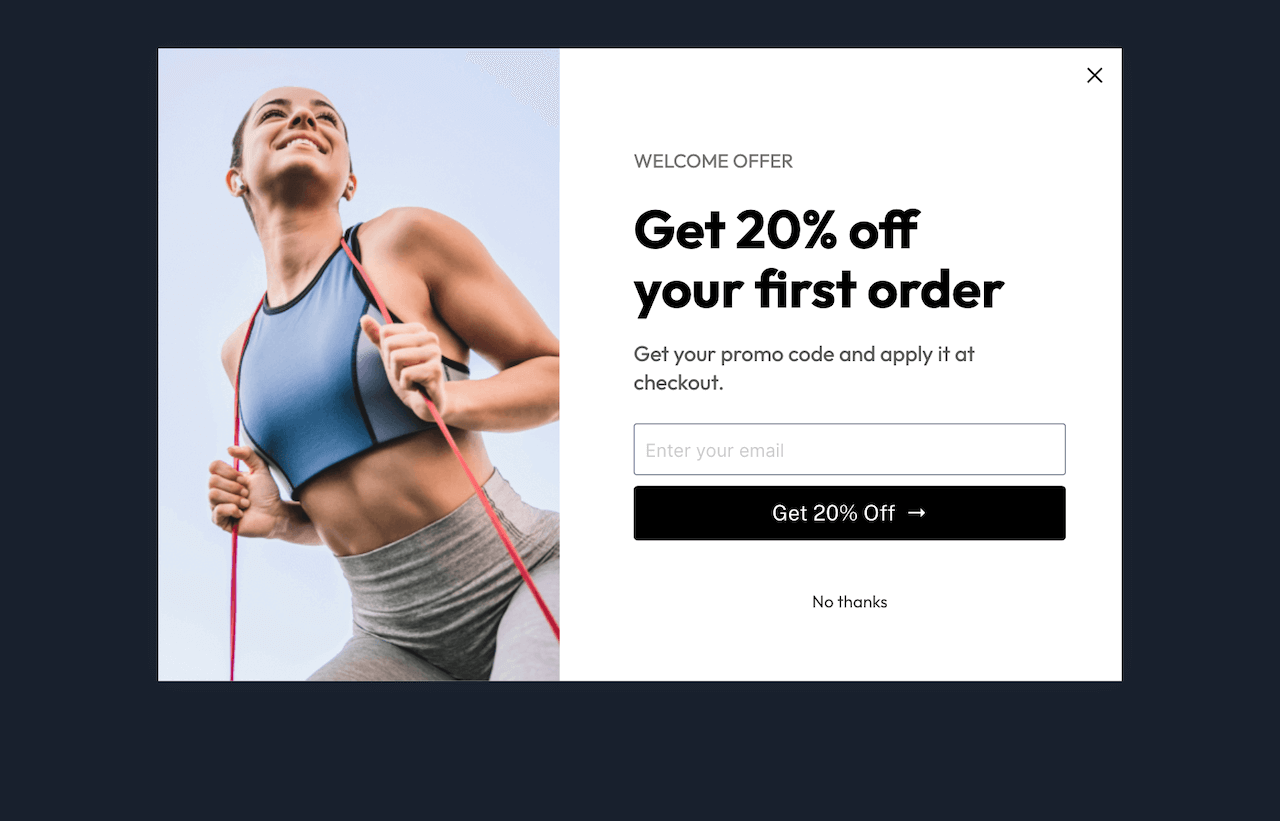 Athletic Apparel Welcome Offer Popup Template | ConvertFlow