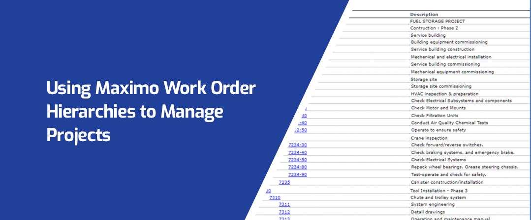 Using Maximo Work Order Hierarchies to Manage Projects | Projetech Inc