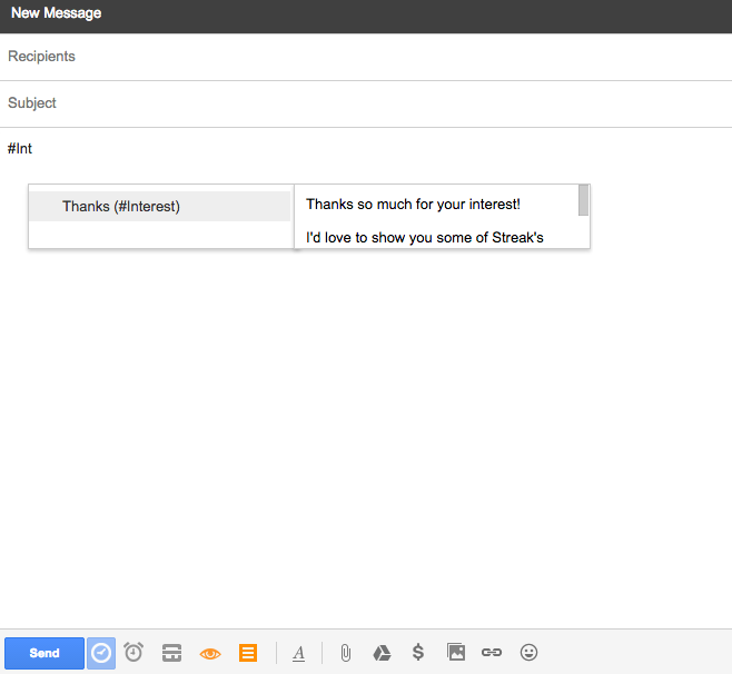 Snippets | Streak - CRM for Gmail