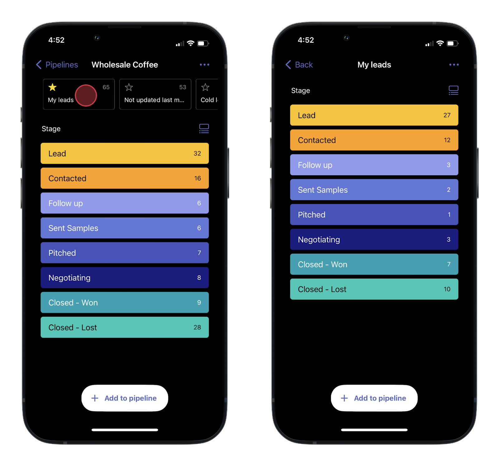 Saved views in Streak’s iOS app - Streak